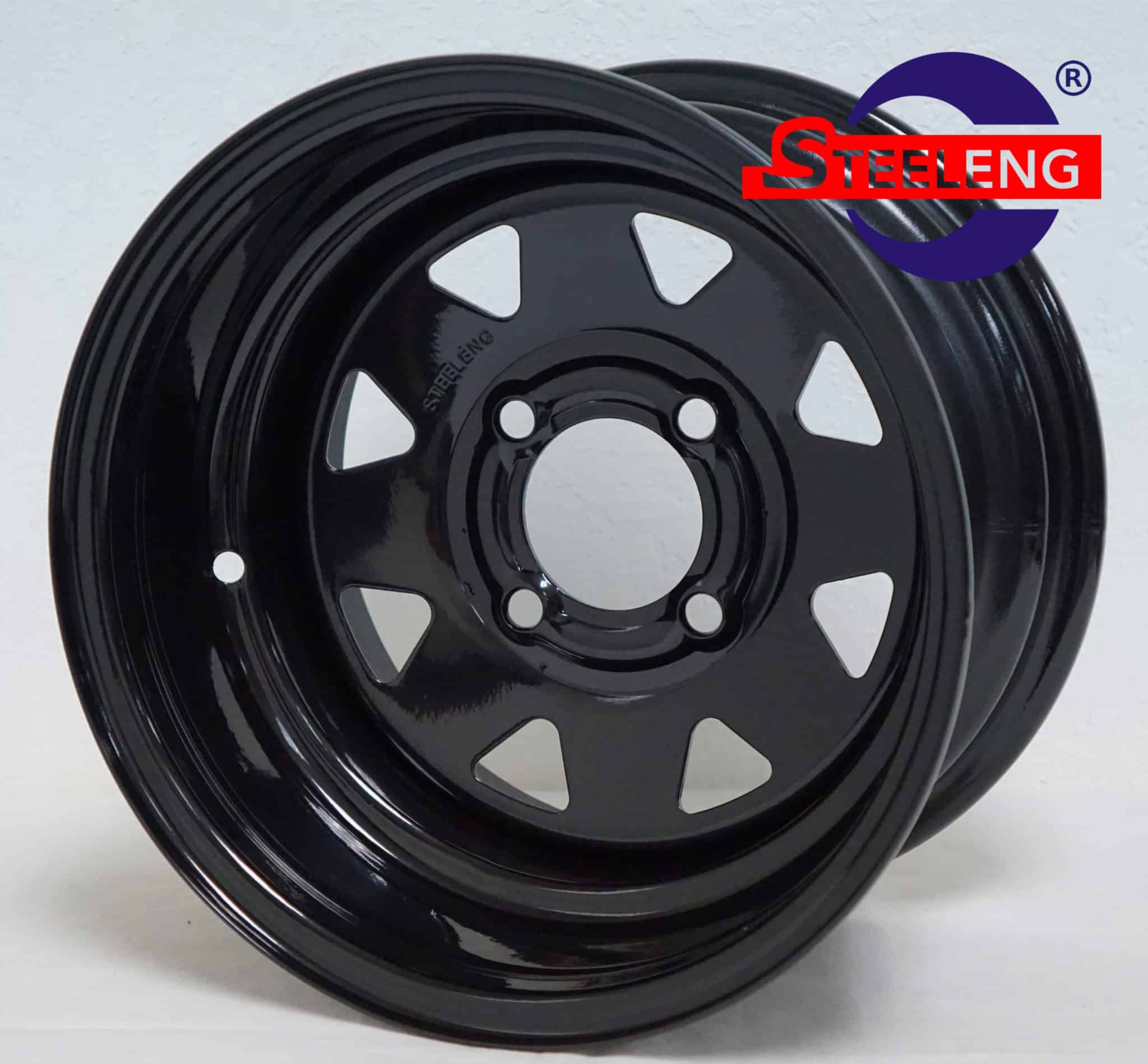 SW1201 – SGC 12" Steel Wheel - Black - Slotted - Steeleng Golf Carts